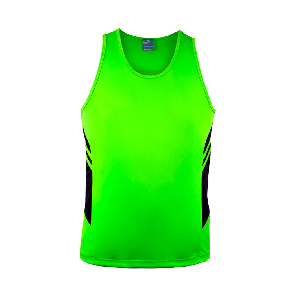 TASMAN MENS SINGLETS - ASSORTED NEON COLOURS - 1111