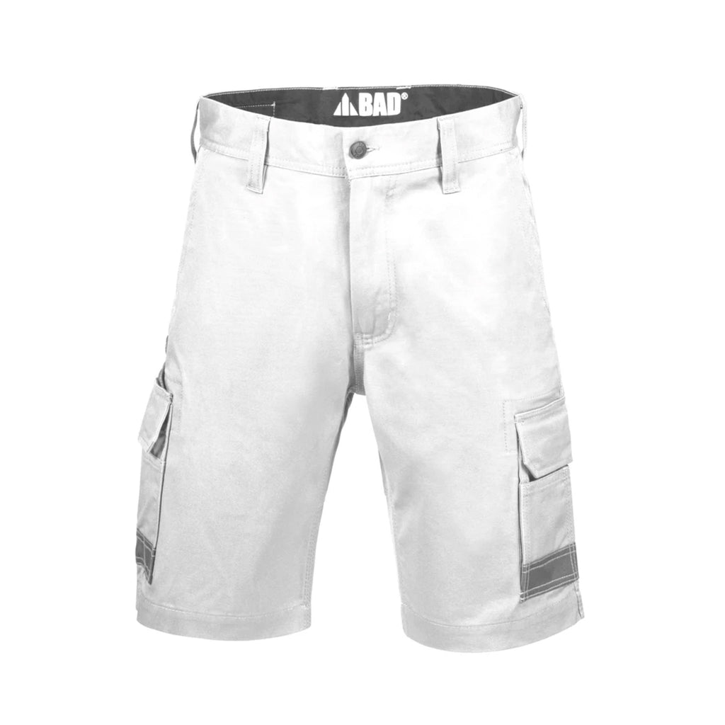 BAD ATTITUDE - SLIM FIT WORK SHORTS - WHITE